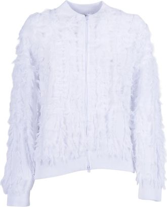 KANGRA Femme, Vestes, Blanc, Taille: 38 FR Bomber Full Zip Frangette E Tasche