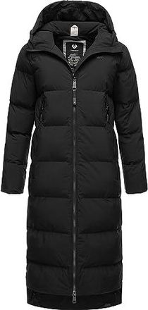 Ragwear Manteau dhiver chaud imperm&eacute;able et respirant pour femme - Manteau matelass&eacute; extra long avec capuche Patrise YOUMODO XS-6XL, Noir, XL