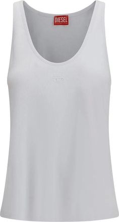 Diesel Femme, Tops, Blanc, Taille: 38 FR Oval D Ribbed Tank Top