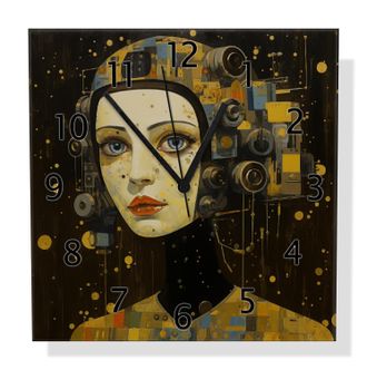 Wallario Design-Wanduhr Blick in die Zukunft aus Glas, Motiv-Uhr Größe 30 x 30 cm, Schwarze Zeiger