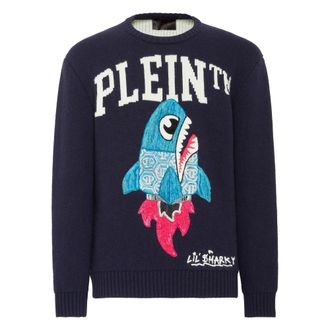 Philipp Plein Homme, Pulls, Bleu, Taille: 4XL Pullover Col Rond