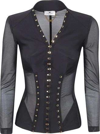 Elisabetta Franchi Femme, Vestes, Noir, Taille: 38 FR Giacca