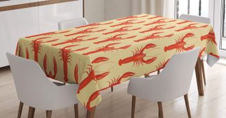 Abakuhaus Hummer Tischdecke, Ozean-Tier-Konzept, Personalisierter Druck mit Klaren Farben Waschbar Wasserfest kein Verblassen, 140 x 200 cm, Zinnoberrot und Cre