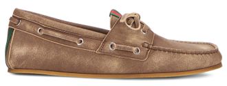 Gucci Mens Boat Shoes Brown Calfskin Flat