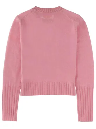 Guest In Residence 100% Cashmere Shrunken Crew Sweater - Pink