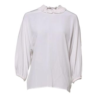 Dolce & Gabbana Bluse mit R&uuml;schen und Bindeband am Hals - - Blouses & Shirts - Damen - Wei&szlig; - 2XS