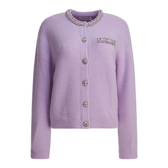 Self Portrait Cardigan mit Kristallbesatz - - Knitwear - Damen - Lila - XS