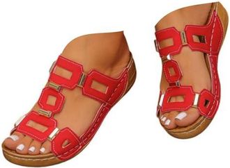 Generic Sandales orthop&eacute;diques pour femme - Coupe large - Confortable - Bout ouvert - Sandales orthop&eacute;diques l&eacute;g&egrave;res avec sangle de cheville - Sandales tendan