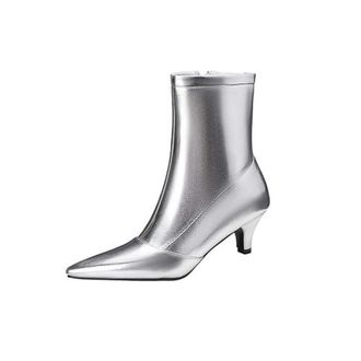 Generic Bottines &agrave; bout pointu pour femme - Style britannique - Fermeture &eacute;clair lat&eacute;rale - &Eacute;l&eacute;gantes et confortables - Pour le travail et le bureau, Argent&eacute;.