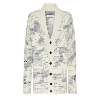 Philipp Plein Cardigan Cars Racing - - Knitwear - Herren - Beige - 2XL