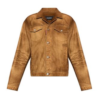 Dsquared2 Veste en jean avec logo brod&eacute; - Homme - Vestes - Brun - Taille: M