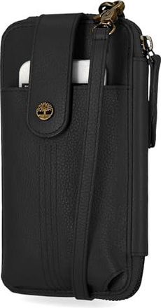 Timberland RFID Leather Phone Crossbody Wallet Bag, Sac &agrave; bandouli&egrave;re en Cuir Femme, Noir (Pebble), Taille Unique