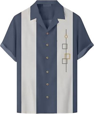 Generic Chemises &agrave; manches courtes pour homme, hauts d&eacute;t&eacute; boutonn&eacute;s d&eacute;contract&eacute;s, t-shirts pour hommes, chemises boutonn&eacute;es en patchwork de couleur contrast&eacute;e