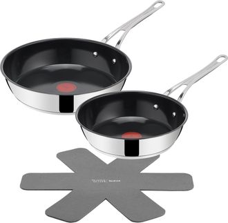 T-fal Jamie Oliver Classic Cook Pfannen-Set 24/28 cm, inkl. Pfannenschoner, antihaftbeschichtete Keramikoberfl&auml;che, Thermo-Signal, f&uuml;r alle Herdarten, Edels