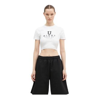 VETEMENTS Augen-Chart Crop Top - - Tops - Damen - Wei&szlig; - XS