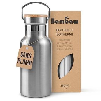 Bambaw Gourde INOX 350 ML | Bouteille Thermos Isotherme | Bambou &Eacute;cologique R&eacute;utilisable Sans Plastique | Maintient Chaud et Froid