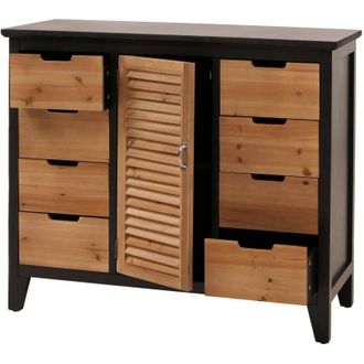 Hhg [JAMAIS UTILIS&Eacute;] Commode de pharmacien HHG-291, armoire avec compartiments de rangement et tiroirs, style vintage shabby avec volets 80x91x40cm
