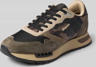Blauer Sneaker aus Leder-Mix Modell Ryder