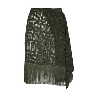 GCDS Gefranster Strickrock mit Lochmuster - - Skirts - Damen - Gr&uuml;n - XS