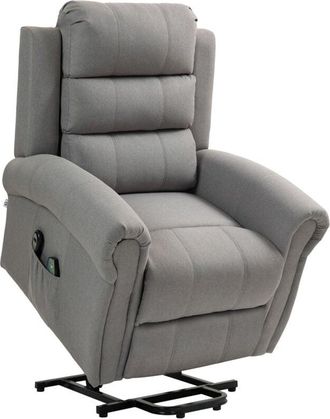 HOMCOM Fernsehsessel mit Aufstehhilfe Elektrisch Relaxsessel mit Liegefunktion, Heizfunktion, Massagesessel mit Taschenfeder, Seitentasche und