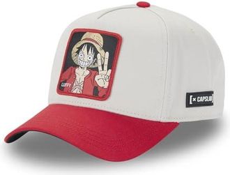 Capslab Luffy One Piece Beige Rouge Casquette réglable avec Snapback