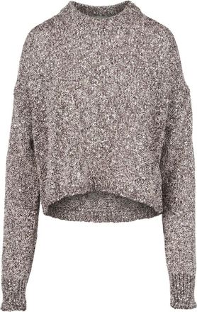 Alysi Femme, Pulls, Brun, Taille: 40 FR Sequin Yarn Sweater