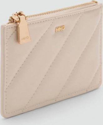 Mango Petit porte-monnaie matelass&eacute; blanc cass&eacute; - Femme - Taille unique - MANGO