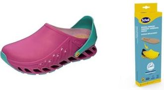 Scholl Evoflex Fuchsia + Semelles Antistatiques avec Memory Cushion pour Evoflex - Fuchsia/Marron