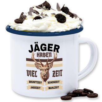 Shirtracer Emaille Tasse Blechtasse - Jäger haben viel Zeit I Jagen Geschenk Jagd Geschenk Jägerprüfung I Weihnachtsgeschenke Jäger Geschenke Geburtstag I Lustig