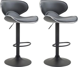 Clp 2er Set Barhocker Las Vegas Mit Kunstlederbezug I Höhenverstellbarer Barstuhl Mit Fußstütze, Farbe:grau, Gestell Farbe:schwarz