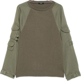 Balmain Merino-Woll-Pullover mit Cargotaschen - - Knitwear - Herren - Gr&uuml;n - L