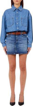 Liu Jo Robe Courte en Jean avec Ceinture - Femme - Jupes - Bleu - Taille: 40 FR
