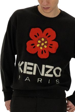 Kenzo Boke Flower Embroidery Wool Sweater - Black