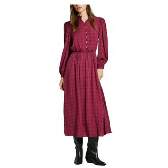 Pepe Jeans London Elegantes Blumenkleid mit R&uuml;schen - - Dresses - Damen - Rot - XS