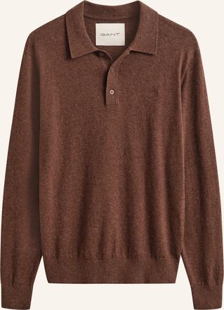 GANT Strick-Poloshirt Mit Leinen braun