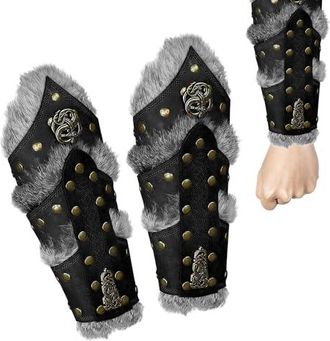 Generico Brassard Viking - Cuir synth&eacute;tique, 24 x 24 cm - Gant pour homme style punk - Protection de bras r&eacute;glable - Accessoire darmure de costume m&eacute;di&eacute;val, br