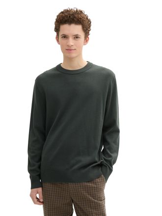 Tom Tailor Herren 1042509 Basic Strick-Pullover mit Rundhalsausschnitt, 10362-Dark Gable Green, S
