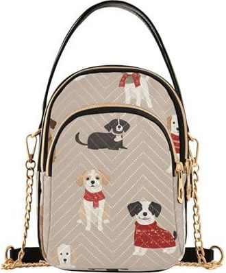 Mnsruu Sac à bandoulière pour femme, motif teckel, beige, sac à dos, petit sac à bandoulière avec sangle réglable