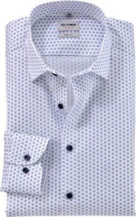 Olymp Herren Oberhemd Langarm Level Five,Rotationsdruck auf y/d Dobby,366 Level 5 Body fit (15.05.2015 - F16),21 New York Kent-2,Weiss 00,44