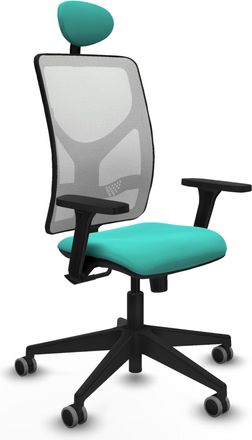 Piqueras y Crespo Stuhl f&uuml;r Telearbeit, mit 3D-Armlehnen, h&ouml;henverstellbarer Lendenwirbelst&uuml;tze und festem Kopfteil, ausgestattet mit 3-fach verstellbarem Sinkro-Schnit