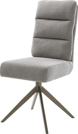 DELIFE Esszimmerstuhl Pela-Flex Kreuzgestell breit Effektfinish Titan Strukturstoff Soft Grau 360&deg; drehbar Wippfunktion Taschenfederkern