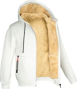 ORANDESIGNE Homme Hiver Chaud Sweats Épaisse Veste à Capuche Doublée Polaire Manteaux Doux Hoodie Blousons Sweatshirts Manches Longues Zippé Sweats à Capuche avec