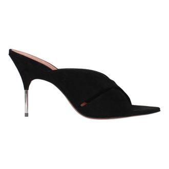 Amina Muaddi Schwarze Leder-Stiletto-Absatzsandalen - - Shoes - Damen - Schwarzk - 38 1/2 EU