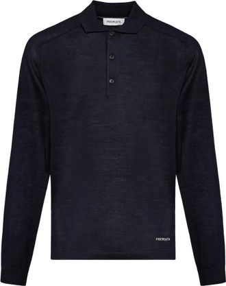 Premiata Homme, Pulls, Bleu, Taille: S Polo &agrave; manches longues en laine et soie