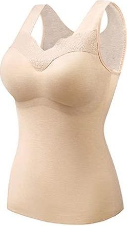 Generic Haut thermique grande taille pour femme 2025 - Haut pour temps froid - Velours rouge brossé double face avec poitrine - Coupe ajustée - Sous-vêtements