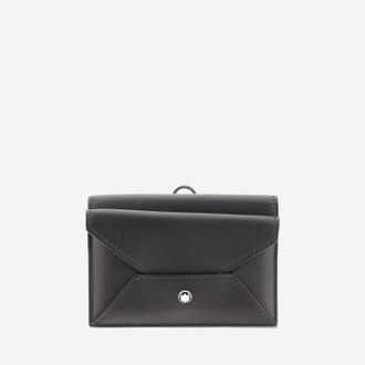 Montblanc Mens Card Holder With 4 Compartments Black Leather Accessory