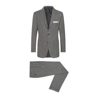 Kiton Herringbone Wollanzug - - Suits - Herren - Grau - L