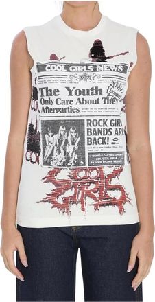 Dolce & Gabbana Femme, Tops, Multicolore, Taille: 38 FR T-shirt sans manches &agrave; imprim&eacute; graphique