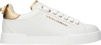 Dolce & Gabbana Portofino Baskets Femme Cuir Blanc/Or