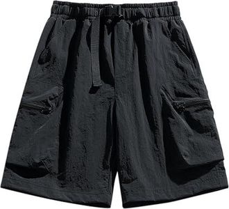 Generic Short court pour homme UPF50+ Short cargo d&eacute;t&eacute; en soie glac&eacute;e Loose Tendance Casual Sports, Noir, XL